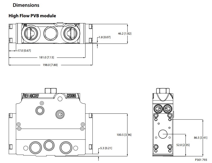 SECTION PVB PVG100-HF - HIGH-FLOW - 3/4G - SANS AC - SANS CLAPET